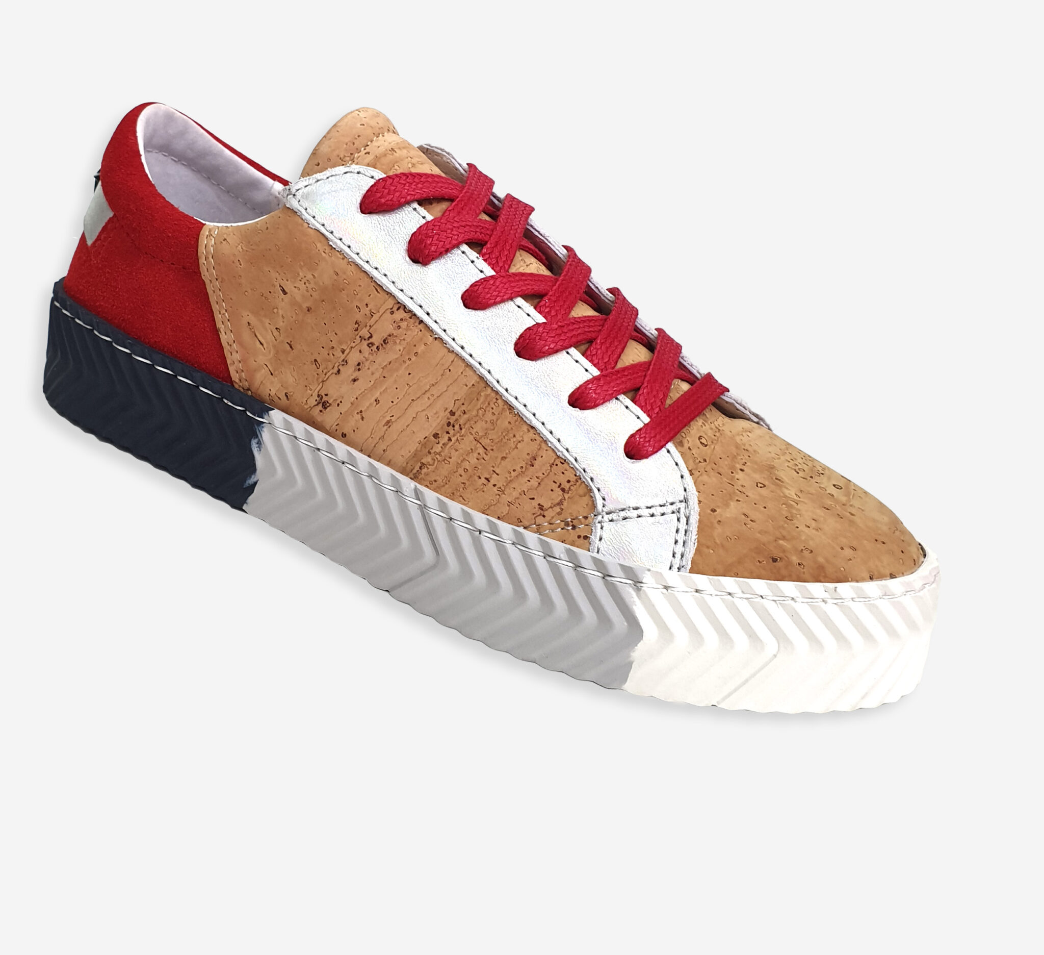 Stylish Cork Sneakers With Red Laces C3006 | Fine Cork Portugal