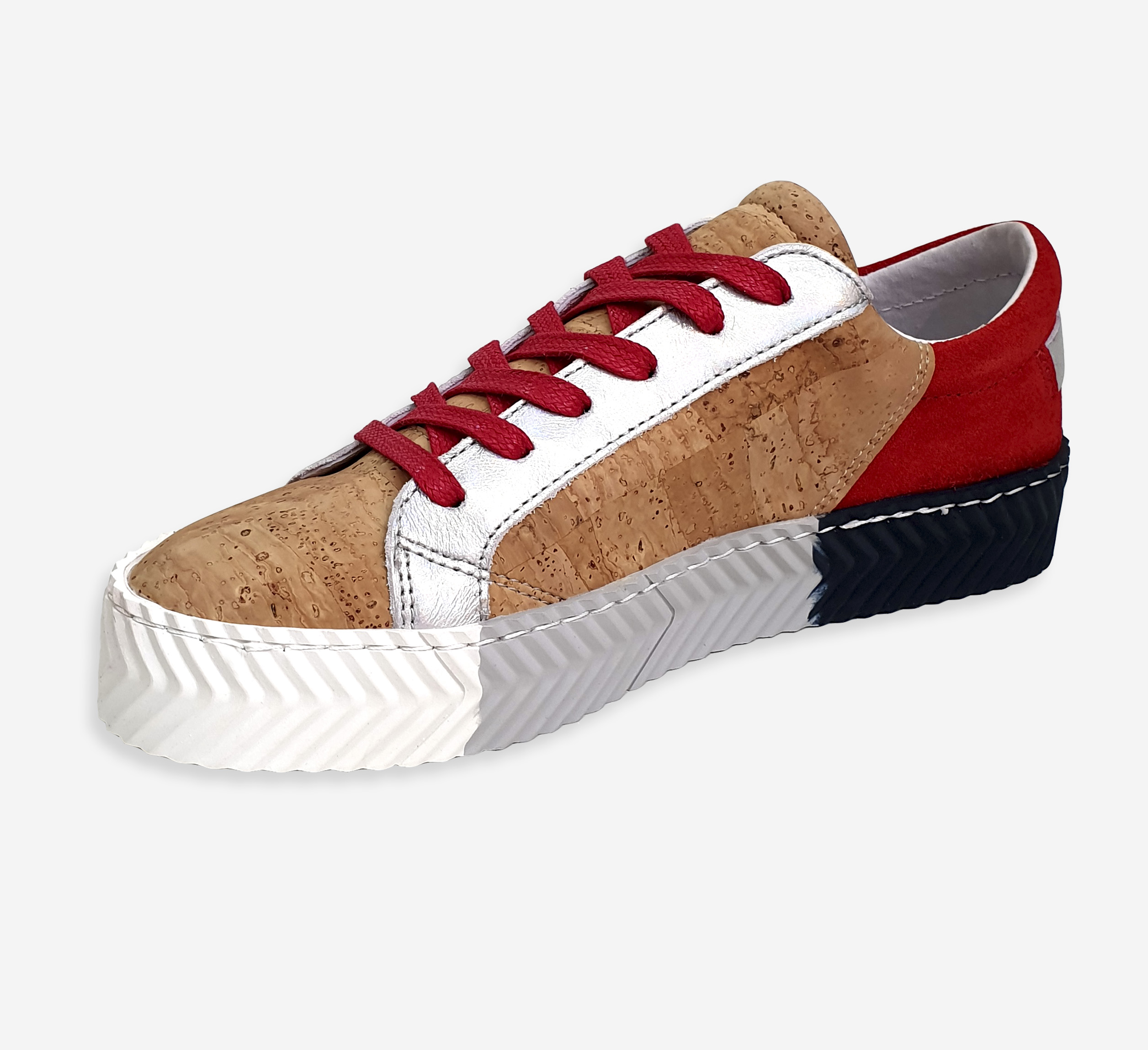 Stylish Cork Sneakers With Red Laces C3006 | Fine Cork Portugal